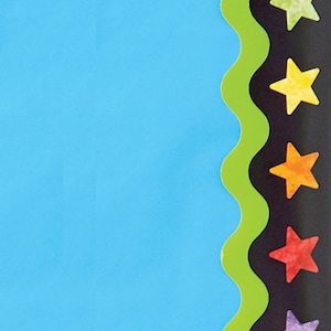 Watercolor Stars Printable Bulletin Board Borders, Bright & Colorful ...