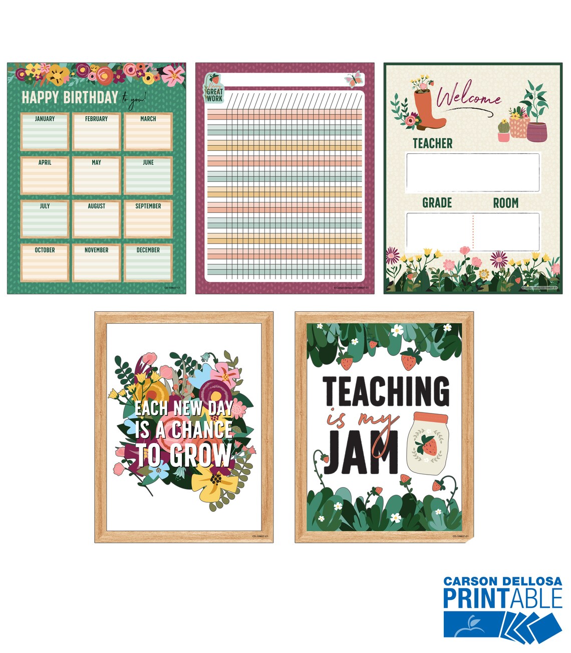 Grow Together Printable Poster and Chart Pack, Inspirational Wall Art ...