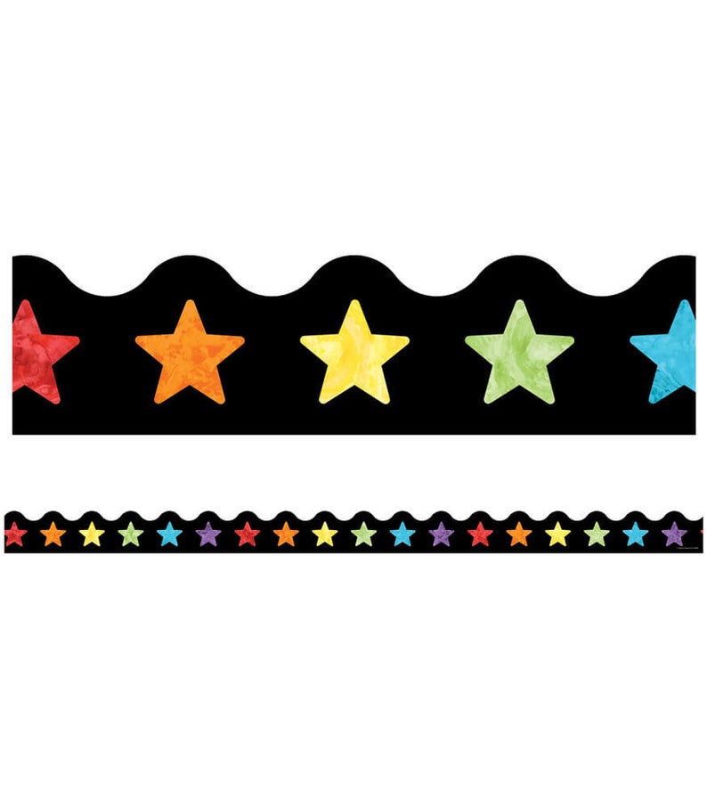 Watercolor Stars Printable Bulletin Board Borders, Bright & Colorful ...