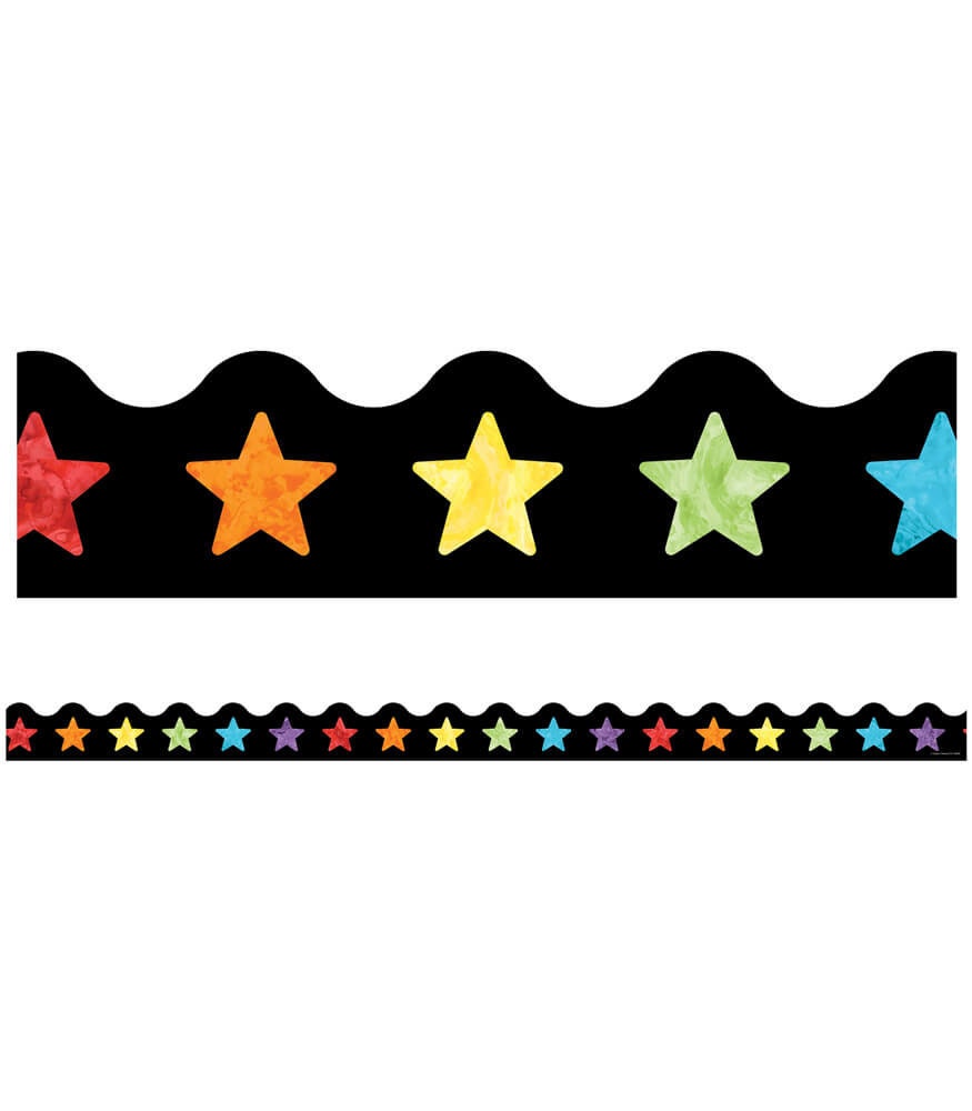 Watercolor Stars Printable Bulletin Board Borders, Bright & Colorful ...