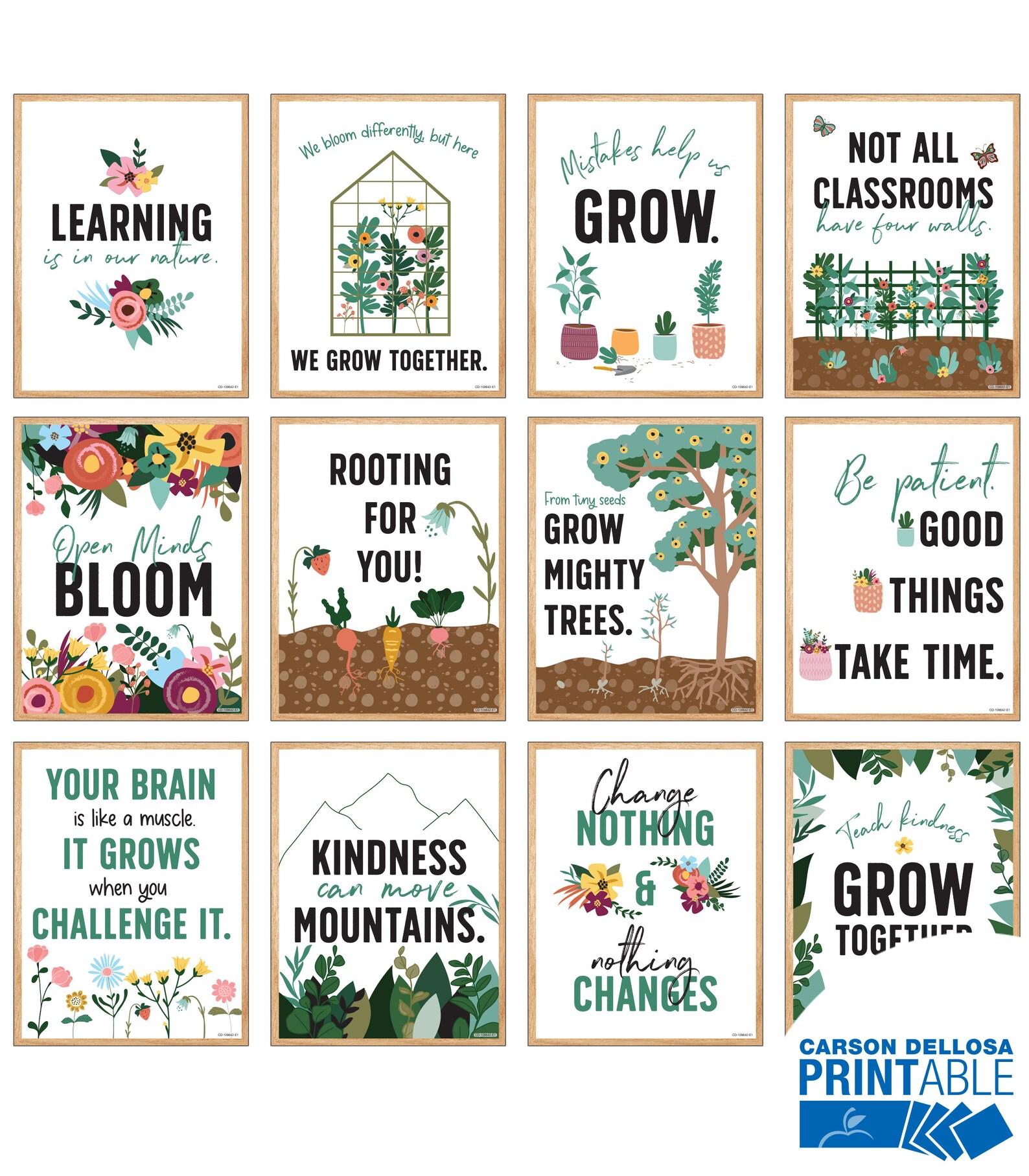 Grow Together Printable Posters, Inspirational Wall Art for Bulletin ...