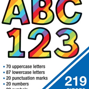Rainbow Printable Bulletin Board Letters, Numbers, and Symbols, Rainbow ...
