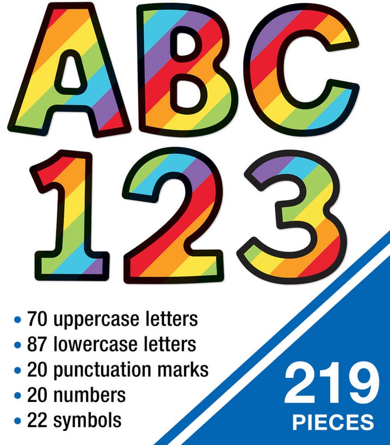 Rainbow Printable Bulletin Board Letters, Numbers, and Symbols, Rainbow ...
