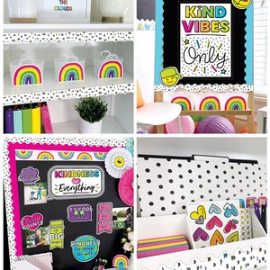 Kind Vibes Printable Bulletin Board Borders Bundle, Bright & Colorful ...