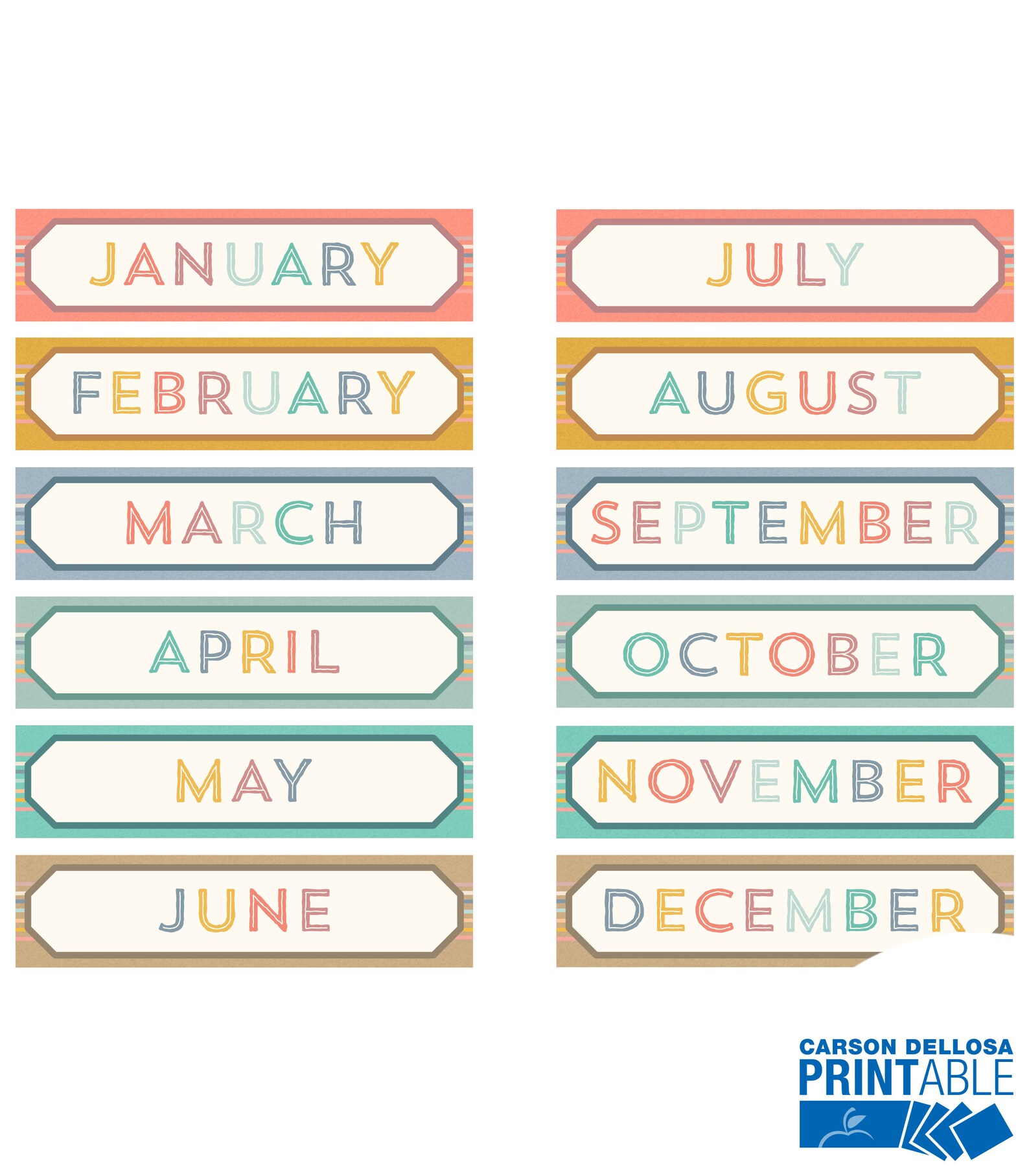 We Belong Printable Calendar Companion Set, Boho Rainbow Monthly ...