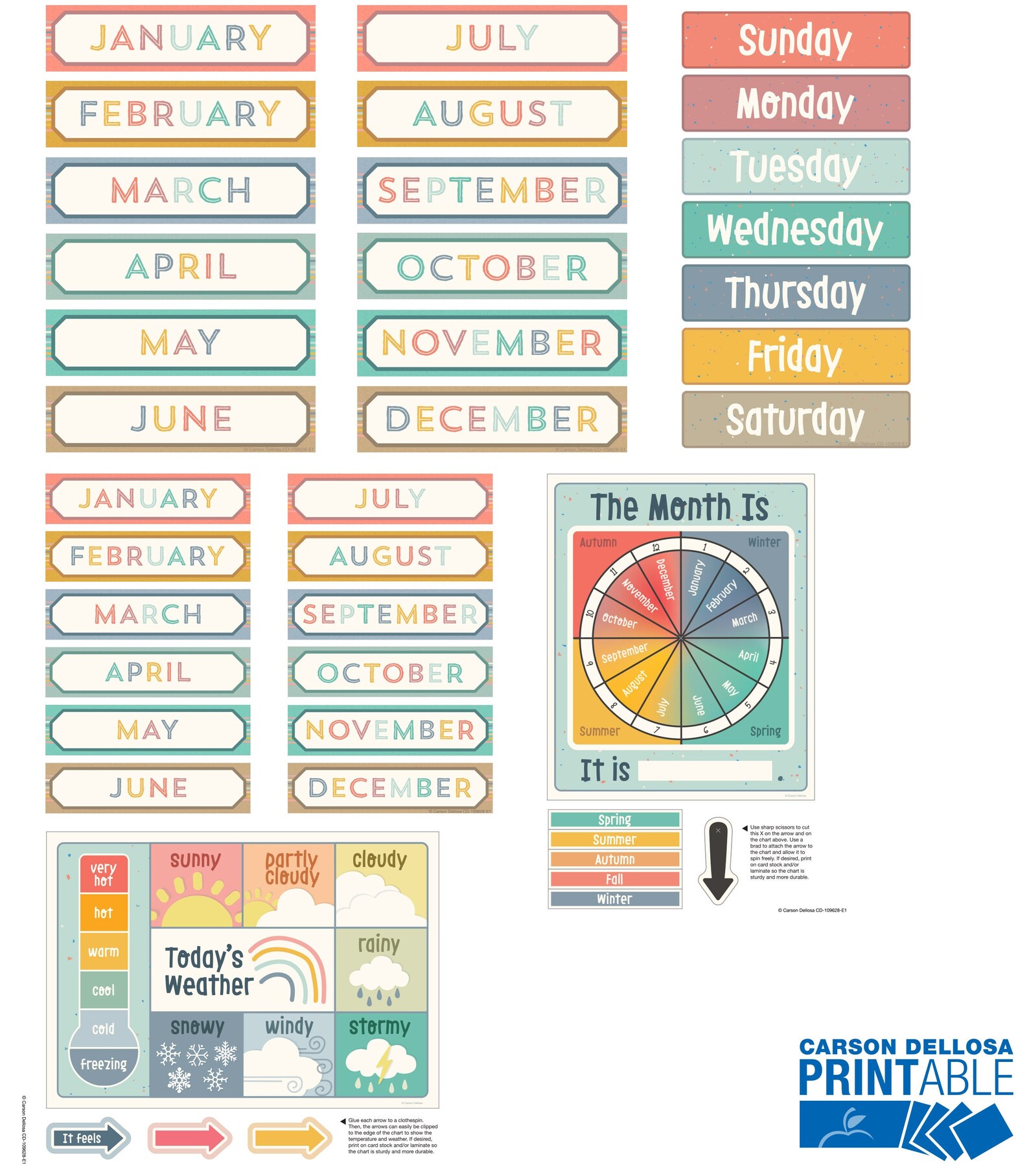 We Belong Printable Calendar Companion Set, Boho Rainbow Monthly ...