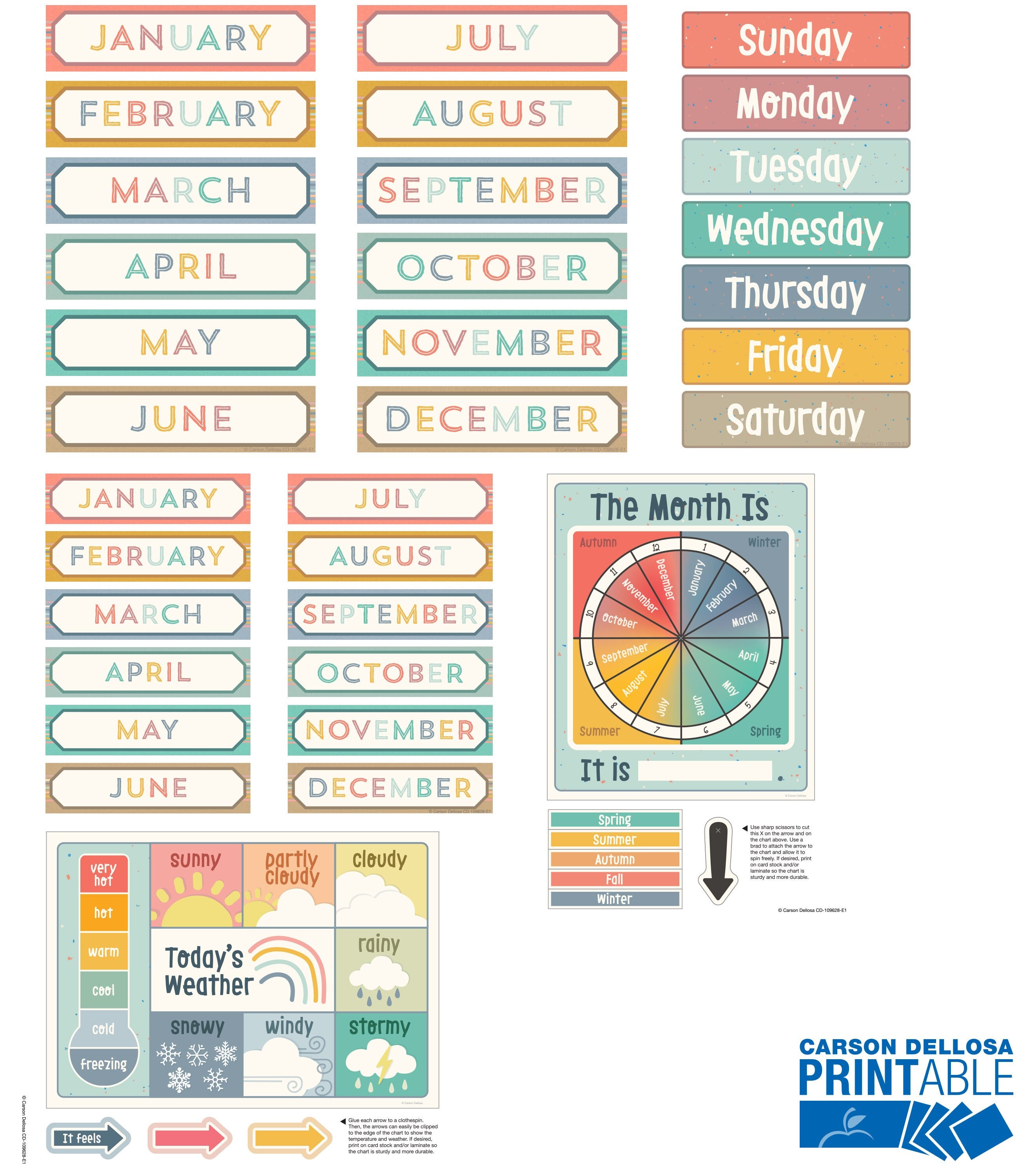 We Belong Printable Calendar Companion Set, Boho Rainbow Monthly ...