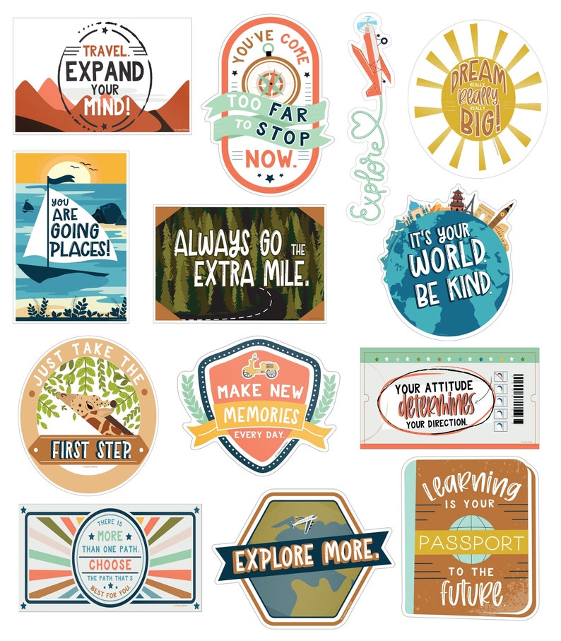 Let's Explore Printable Motivational Bulletin Board Set, Bright ...