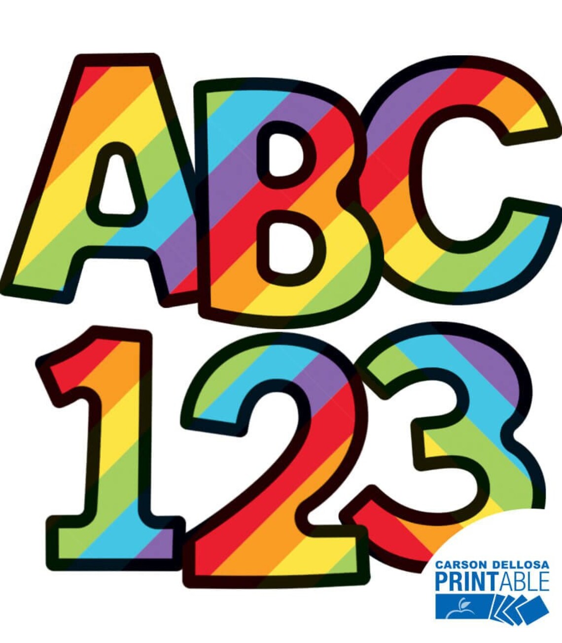Rainbow Printable Bulletin Board Letters, Numbers, and Symbols, Rainbow ...