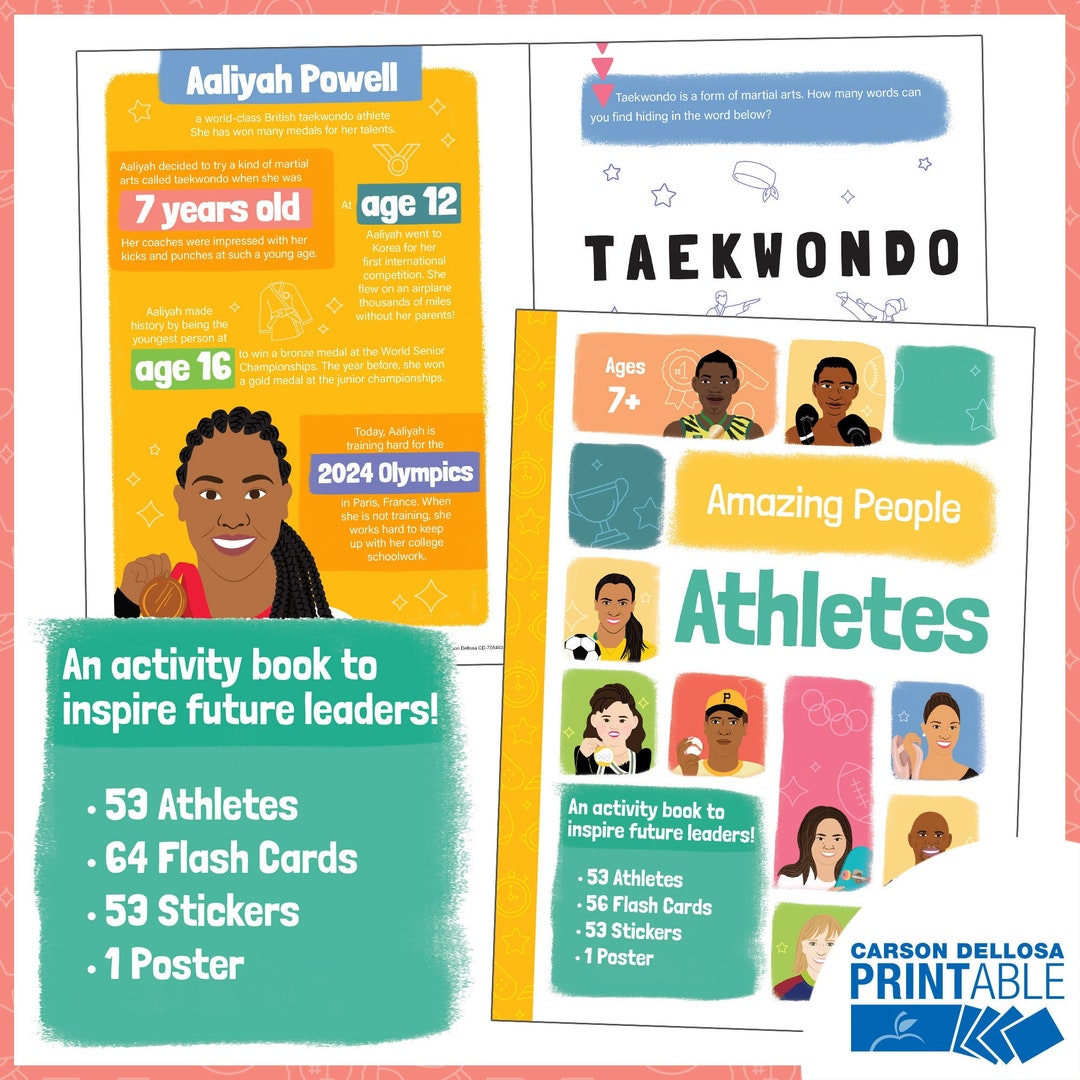 Famous Athletes Printable Worksheet Bundles, Includes Flash Cards ...