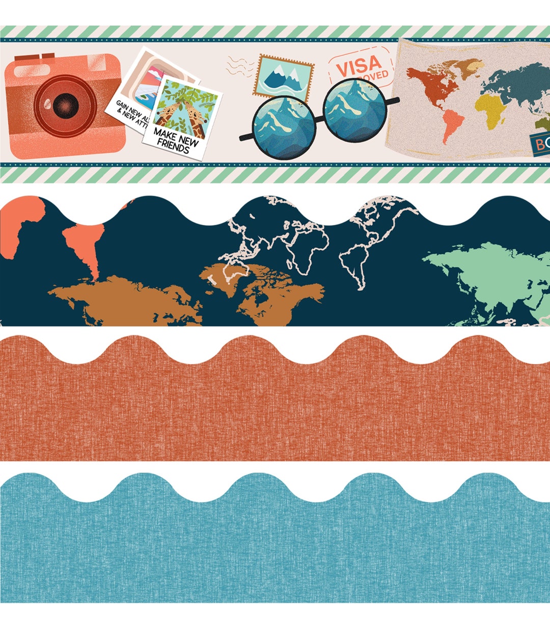 Let's Explore Printable Bulletin Board Borders Bundle, Travel Classroom ...