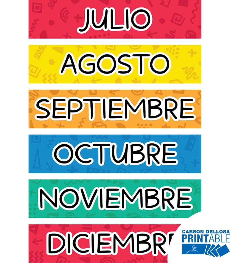Happy Place Printable Spanish Calendar Bulletin Board Set, With Monthly ...