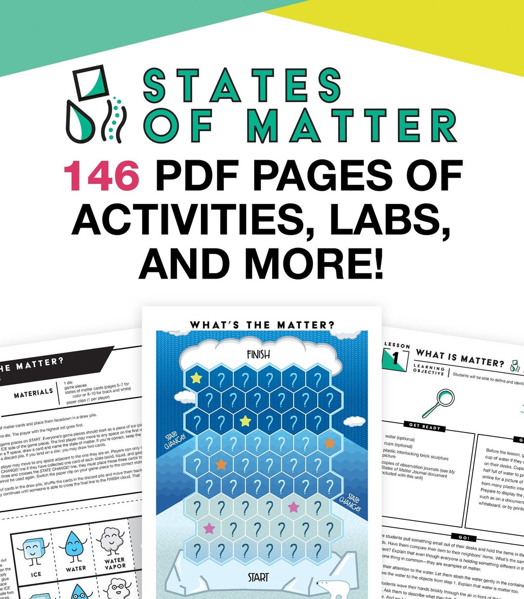 States of Matter Printable, Science & STEM Activity Worksheet Bundle ...