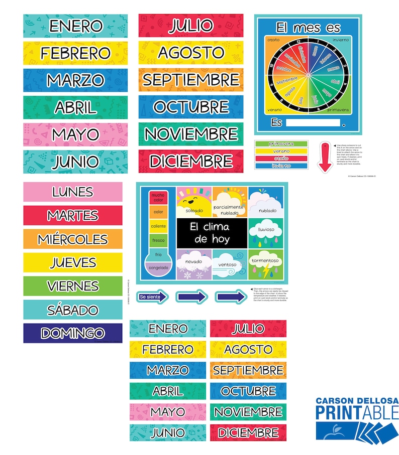 Happy Place Printable Spanish Calendar Bulletin Board Set, With Monthly ...