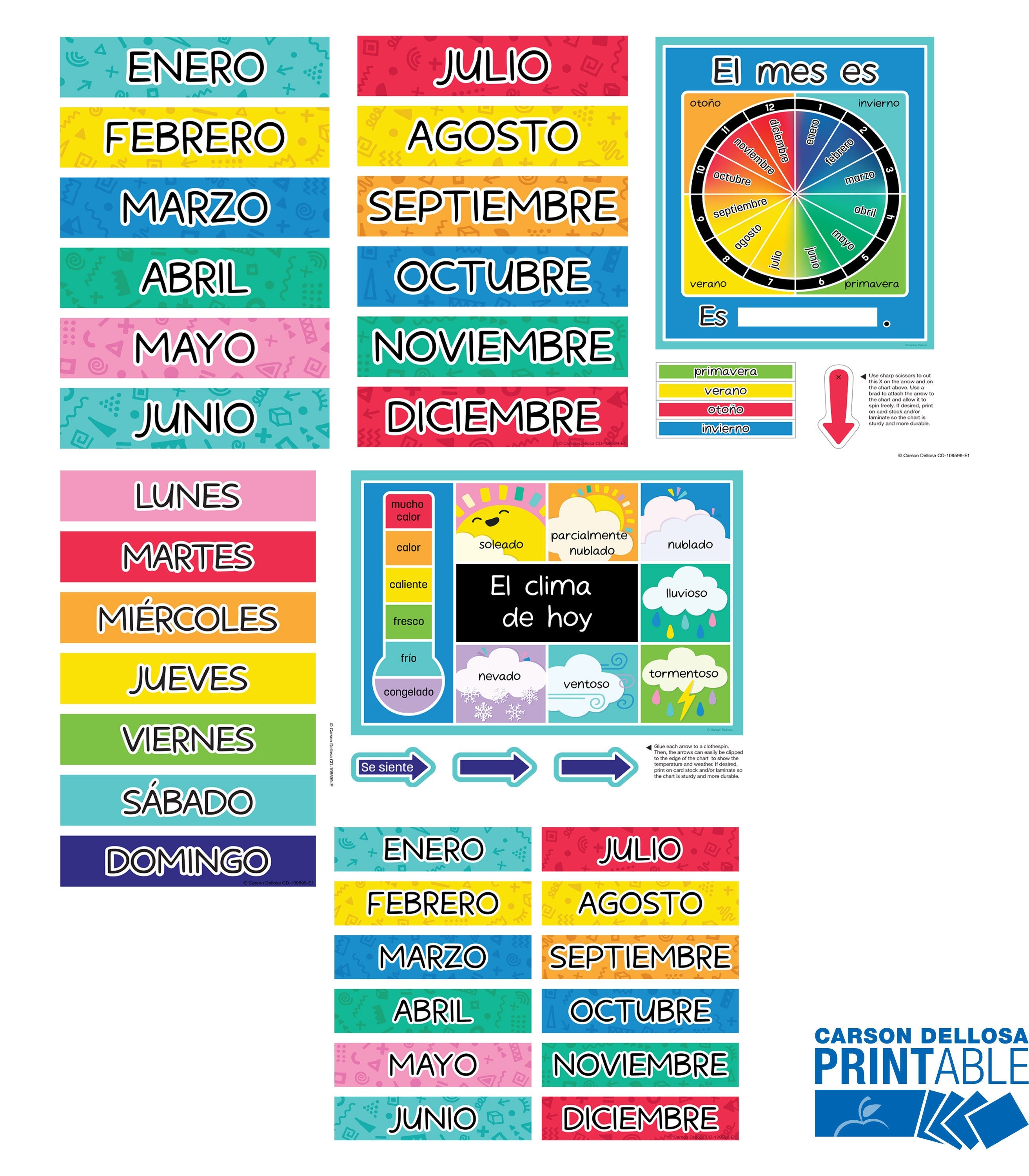 Happy Place Printable Spanish Calendar Bulletin Board Set, With Monthly ...