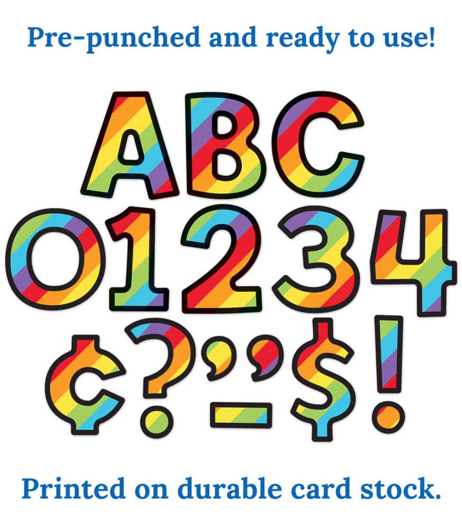 Rainbow Printable Bulletin Board Letters, Numbers, and Symbols, Rainbow ...