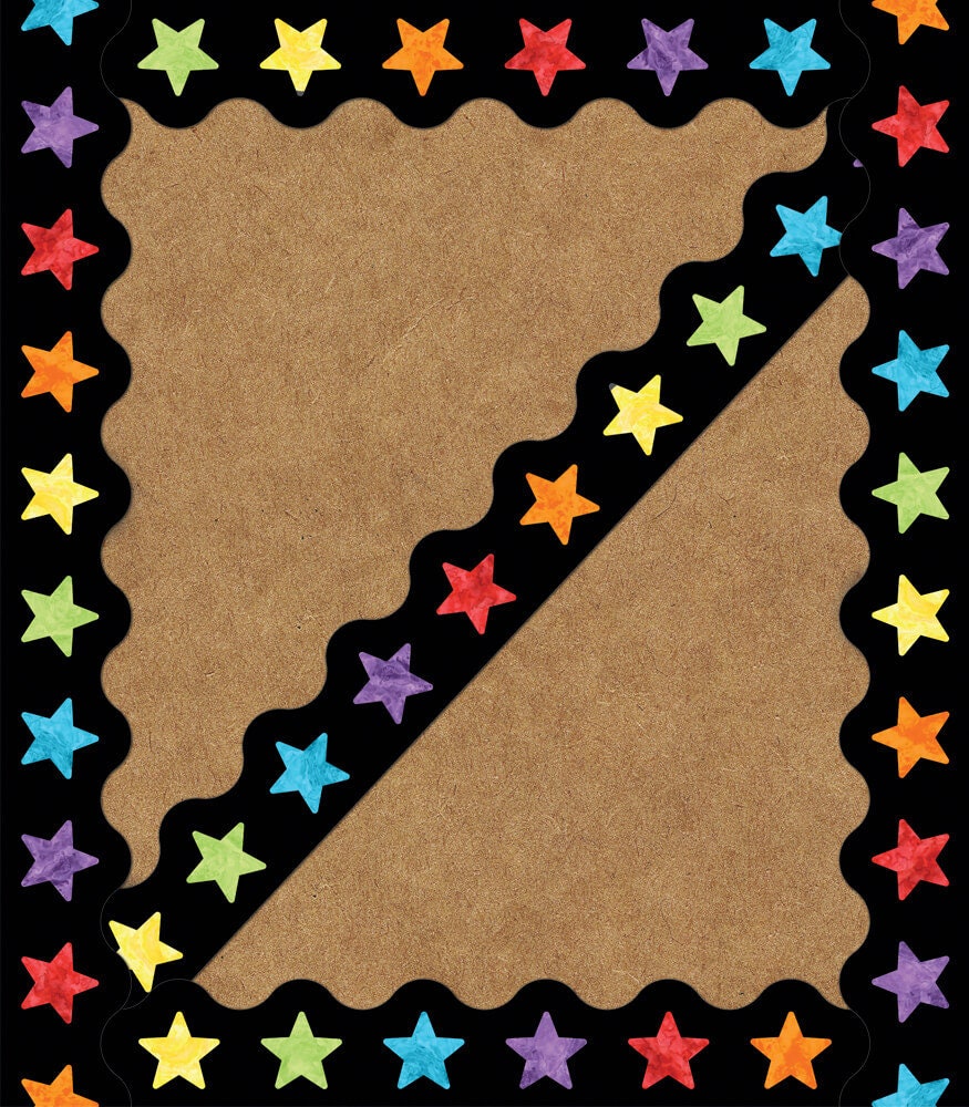 Watercolor Stars Printable Bulletin Board Borders, Bright & Colorful ...