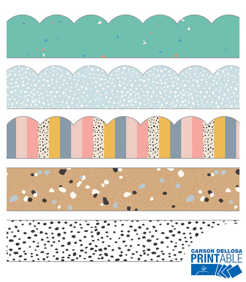 We Belong Printable Patterned Borders Set, Boho Bulletin Board, School ...