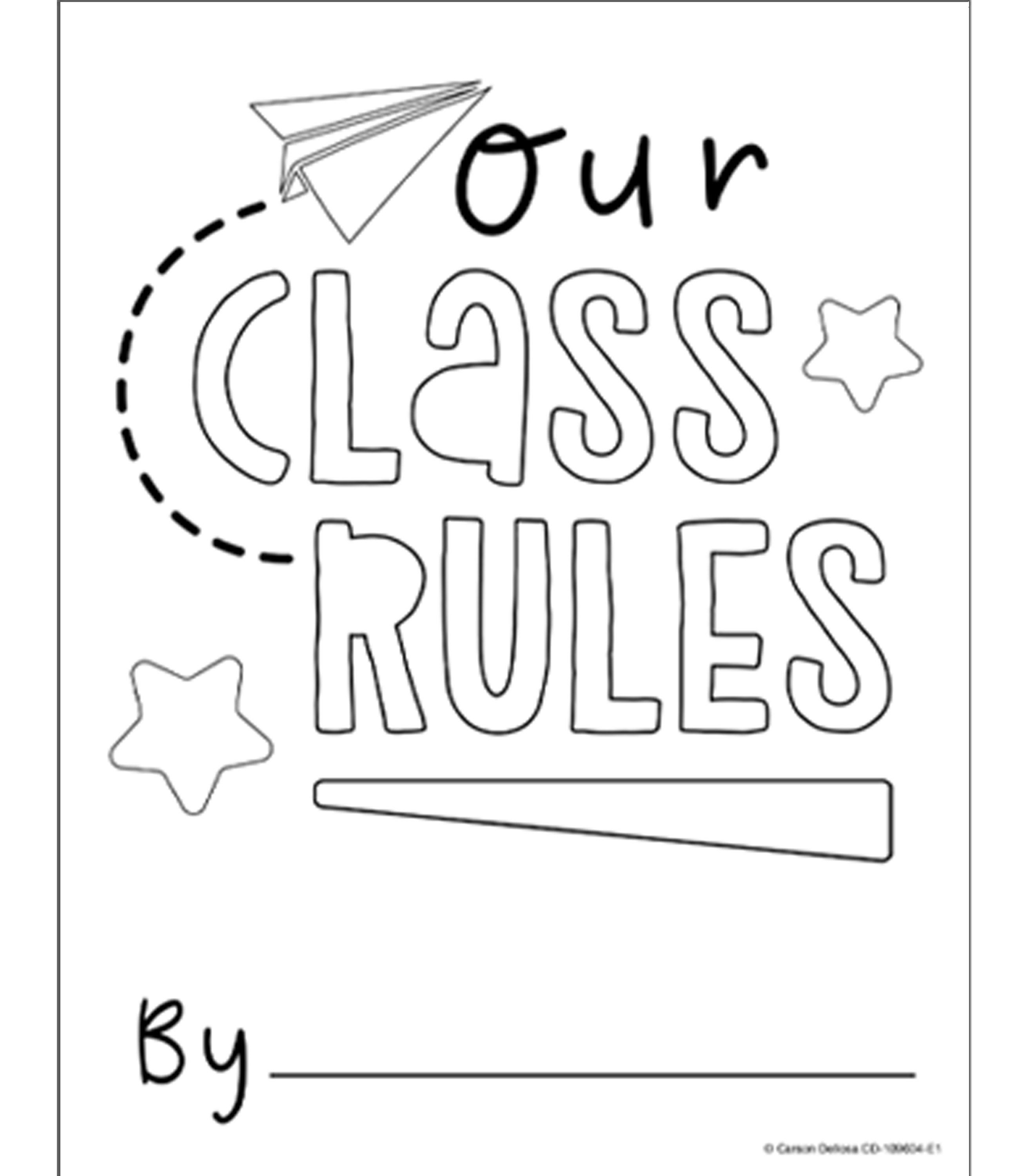 Happy Place Classrom Rules Printable Coloring Pages, Back to School ...