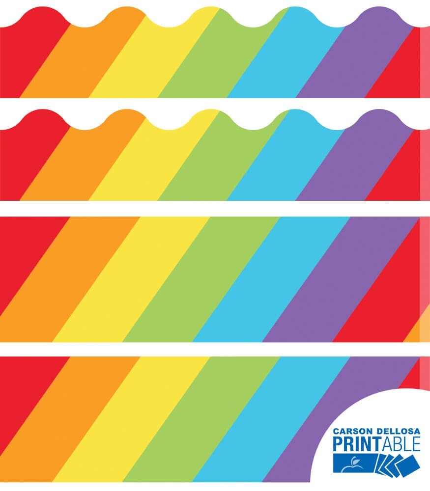 Rainbow Printable Bulletin Board Borders Bundle, Bright & Colorful ...