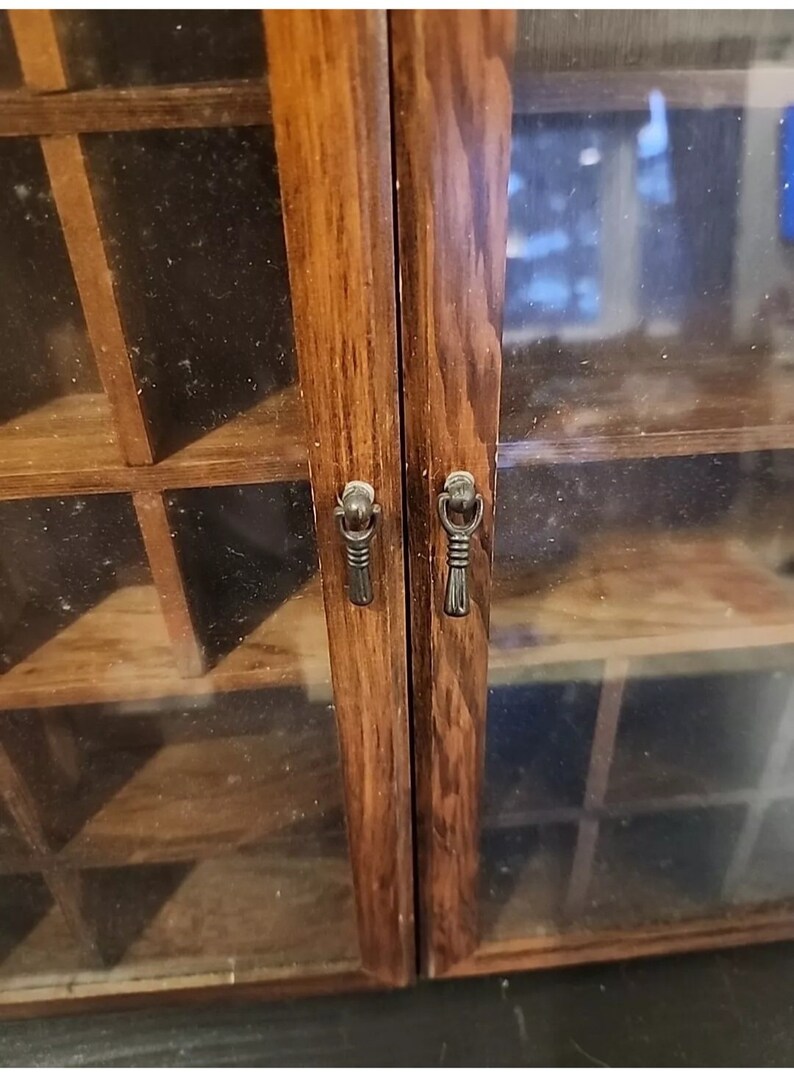 Vintage Enesco My Collection Wooden Display Shelf Glass Doors Miniature ...