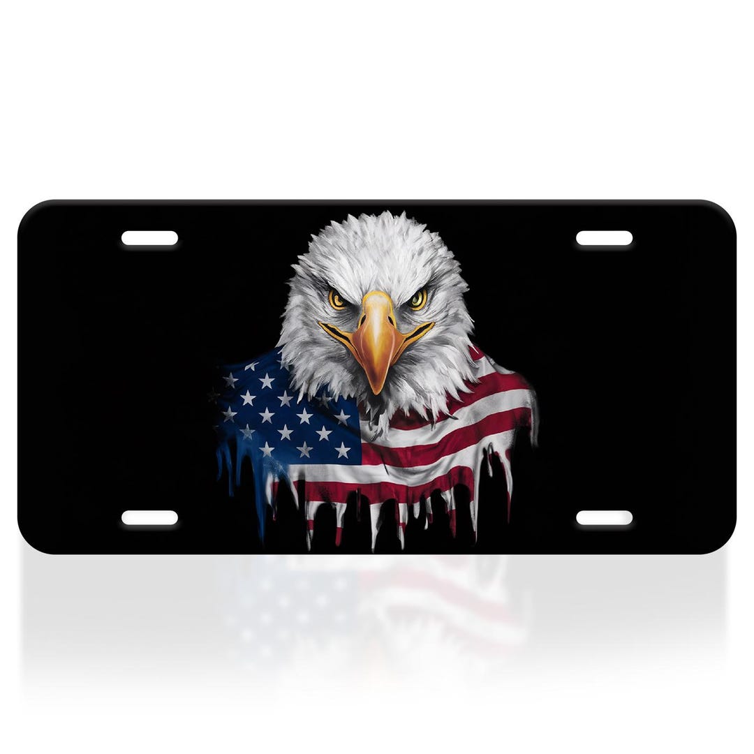 Bald Eagle Soaring License Plate – American Flag Car Tag, Majestic ...