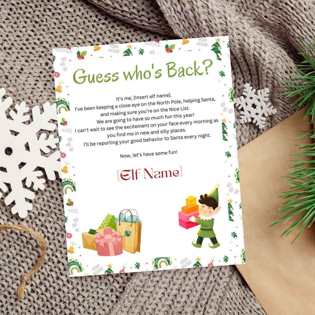Letter From Elf, Christmas Elf Letter, Printable Elf Letter for Kids ...
