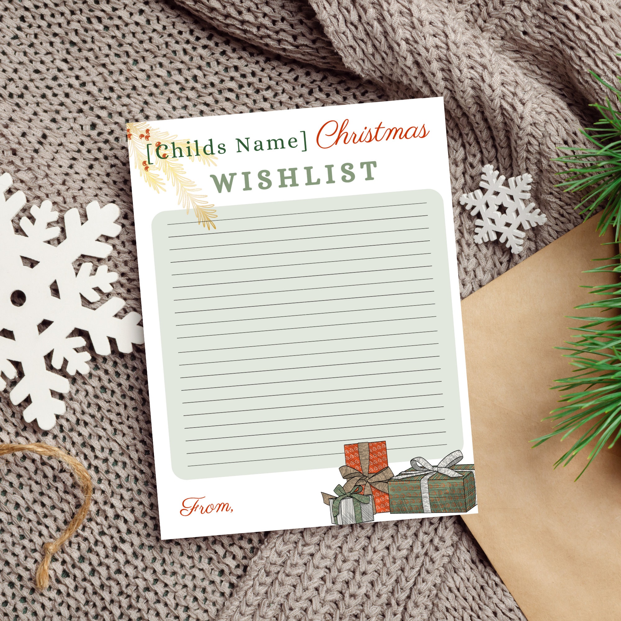 Printable Christmas Wishlist to Santa, Letter to Santa Wishlist, Kids ...