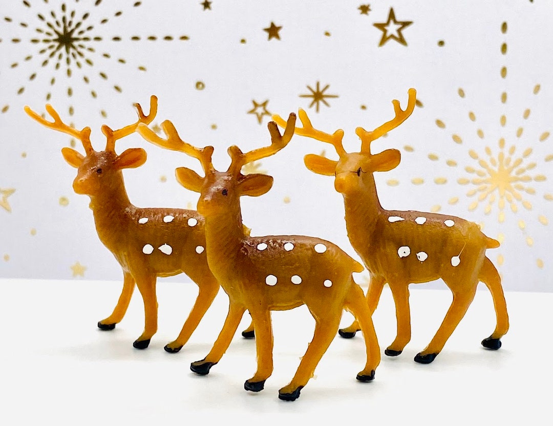 Miniature Reindeer, Deer, Christmas Figurines, Terrarium, Holiday ...