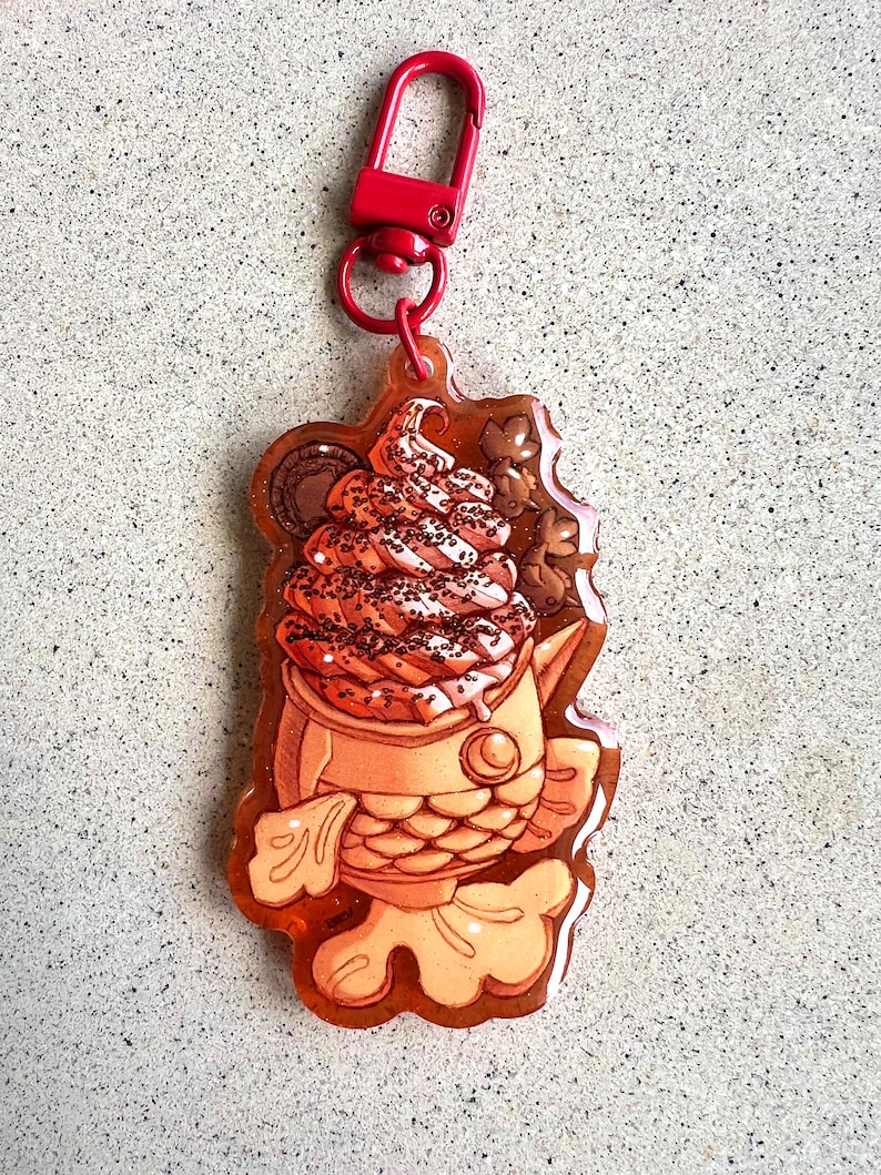 Taiyaki Ice Cream Kawaii Glitter Epoxy Charm Keychains - Etsy