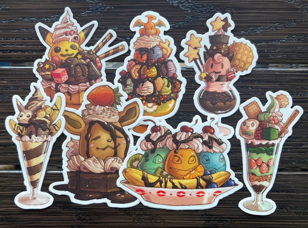 Cute Colorful Monster Parfait Ice Cream Vinyl Stickers - Etsy