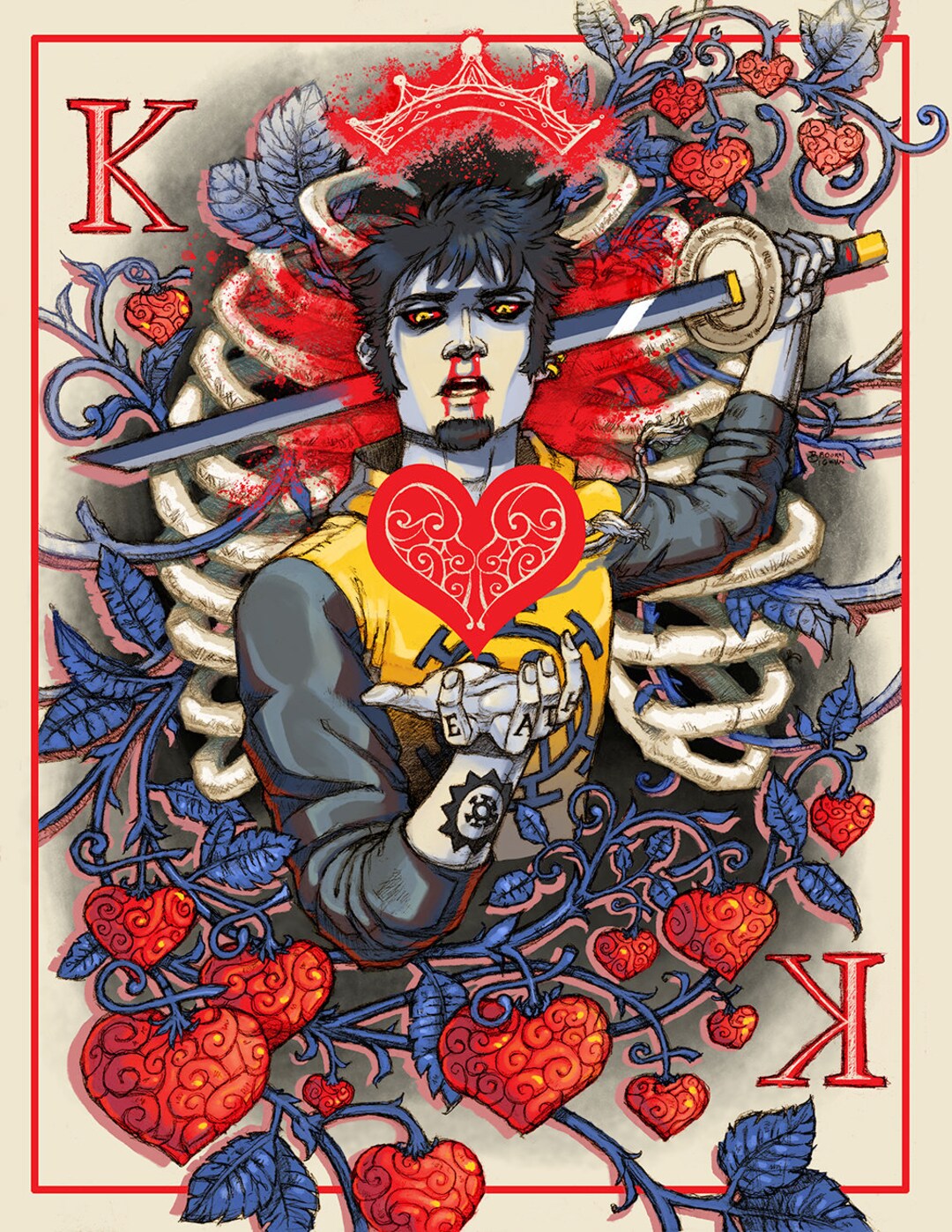 A4 Letter Fanart King of Hearts Death Surgeon Pirate Print - Etsy