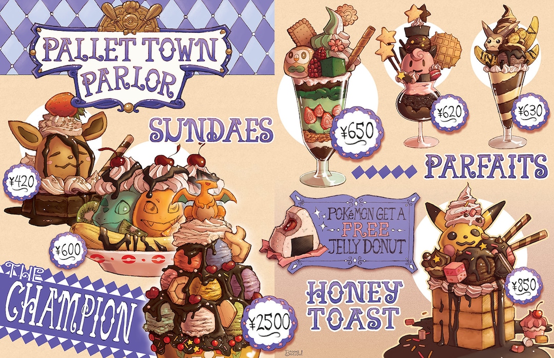 A3 Monster Sweets Parlor Honey Toast Ice Cream Parfait Sundae Menu - Etsy