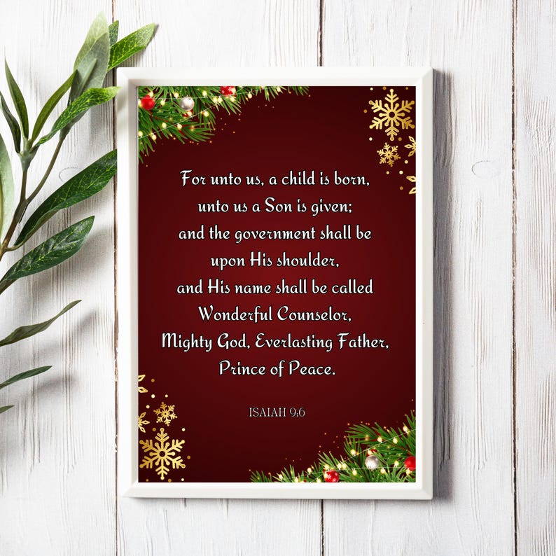 Christmas Printable Home Decor, Isaiah 9:6, Christian Bible Verse Print ...