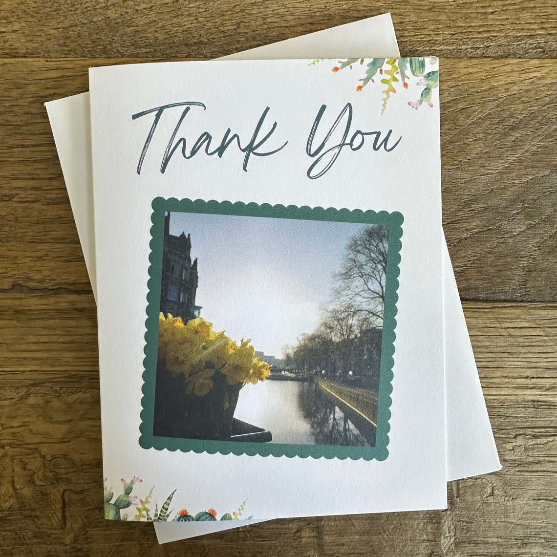 Unique Scenery Thank You Card - Flower Greeting Card - Blank Note Card ...