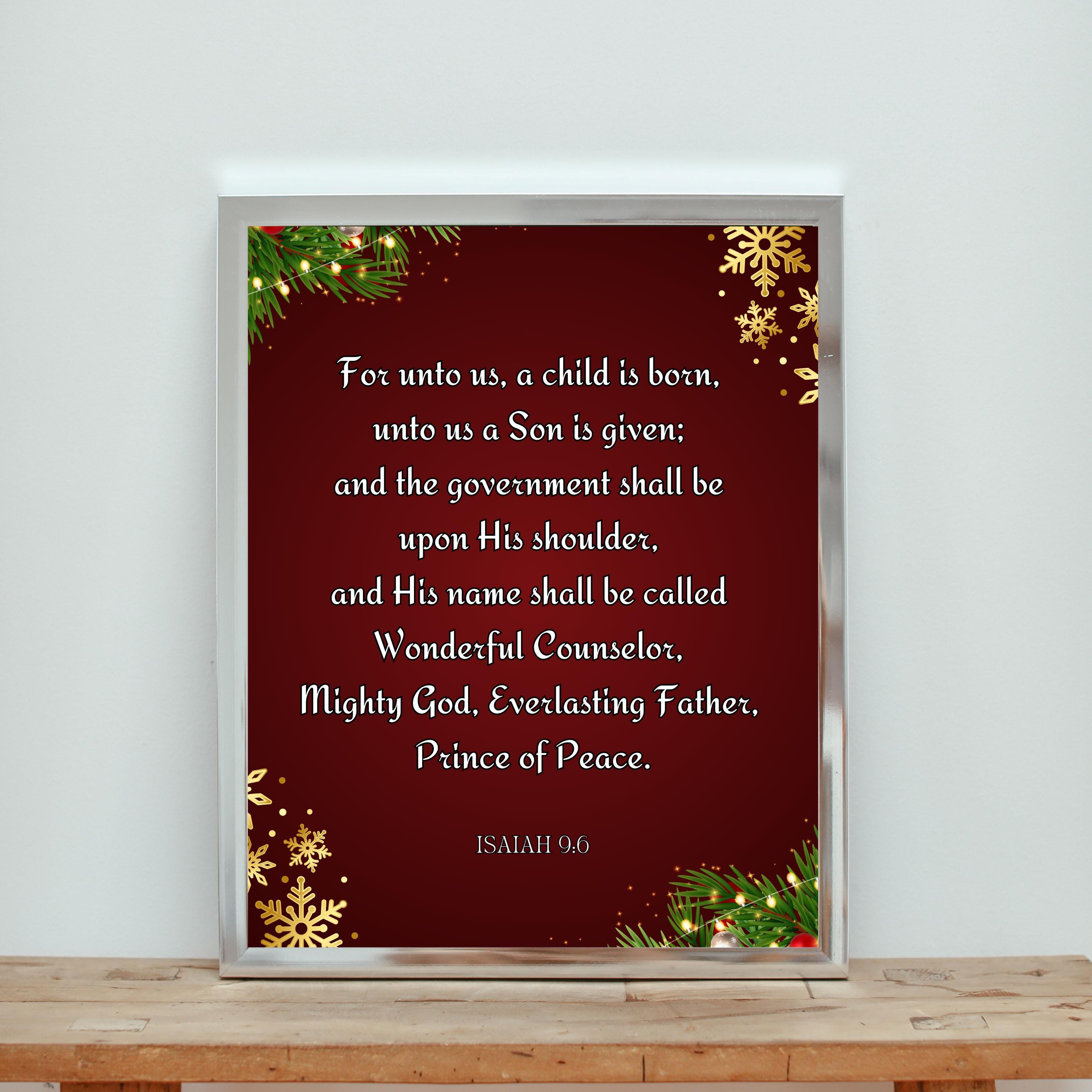 Christmas Printable Home Decor, Isaiah 9:6, Christian Bible Verse Print ...