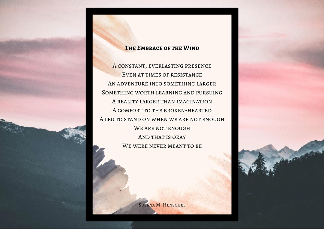 Poetry Print & Wall Art, Embrace of the Wind Poem Print, Inspirational ...