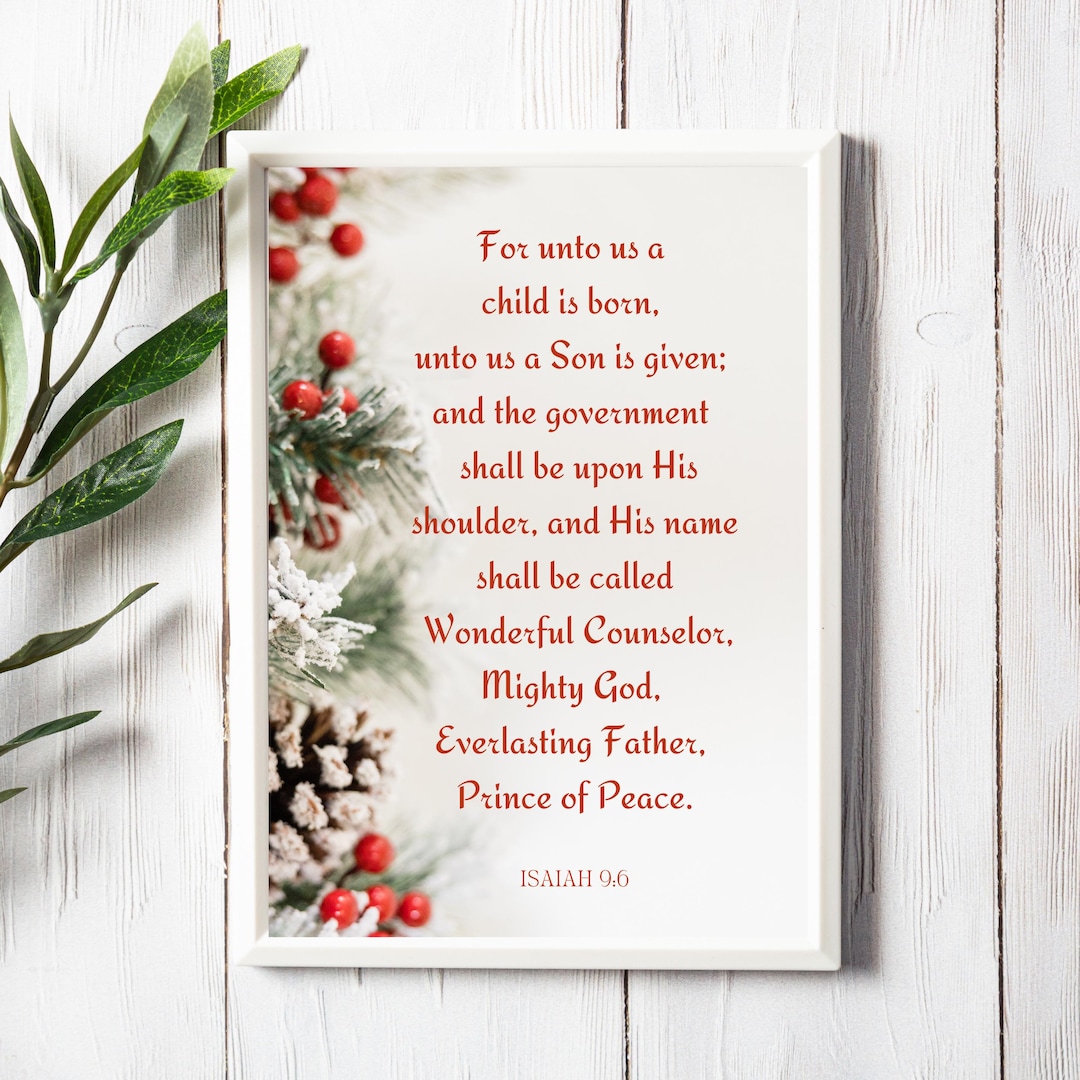 Christmas Wall Art, Holiday Decor Print, Christian Bible Verse Quote ...