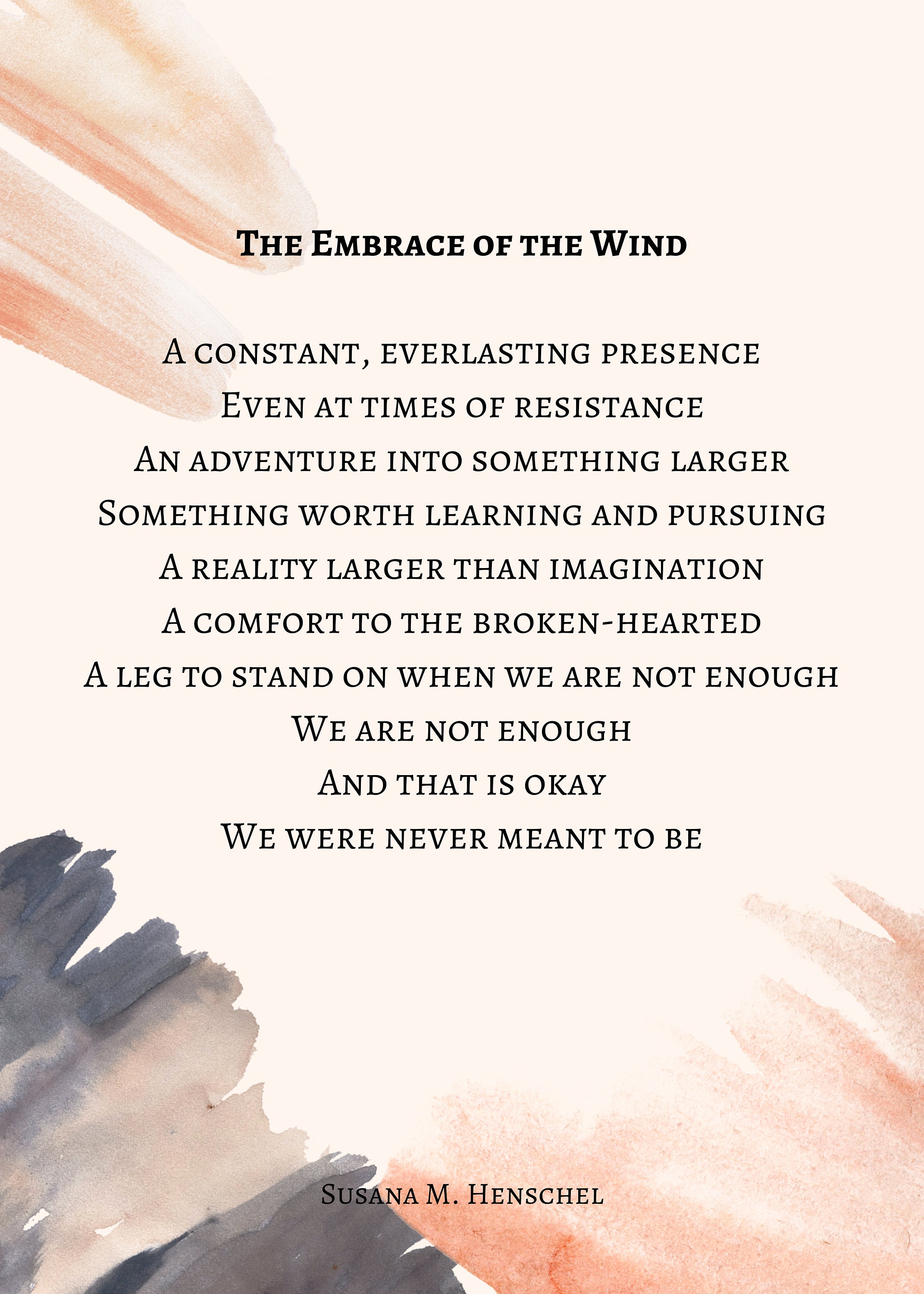 Poetry Print & Wall Art, Embrace of the Wind Poem Print, Inspirational ...