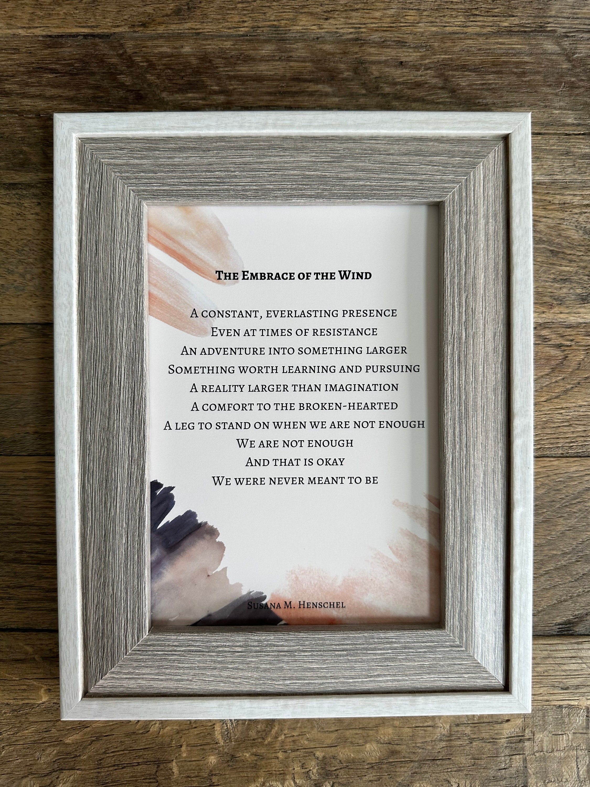 Poetry Print & Wall Art, Embrace of the Wind Poem Print, Inspirational ...