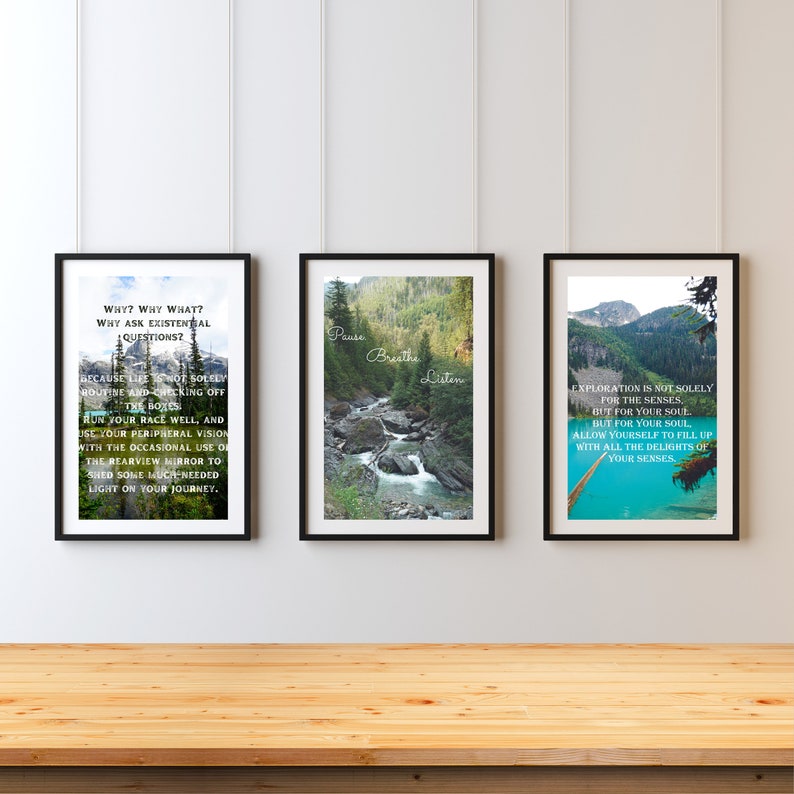 BC Wilderness Trio: Inspirational Quote Prints, Canadian Forest Wall ...