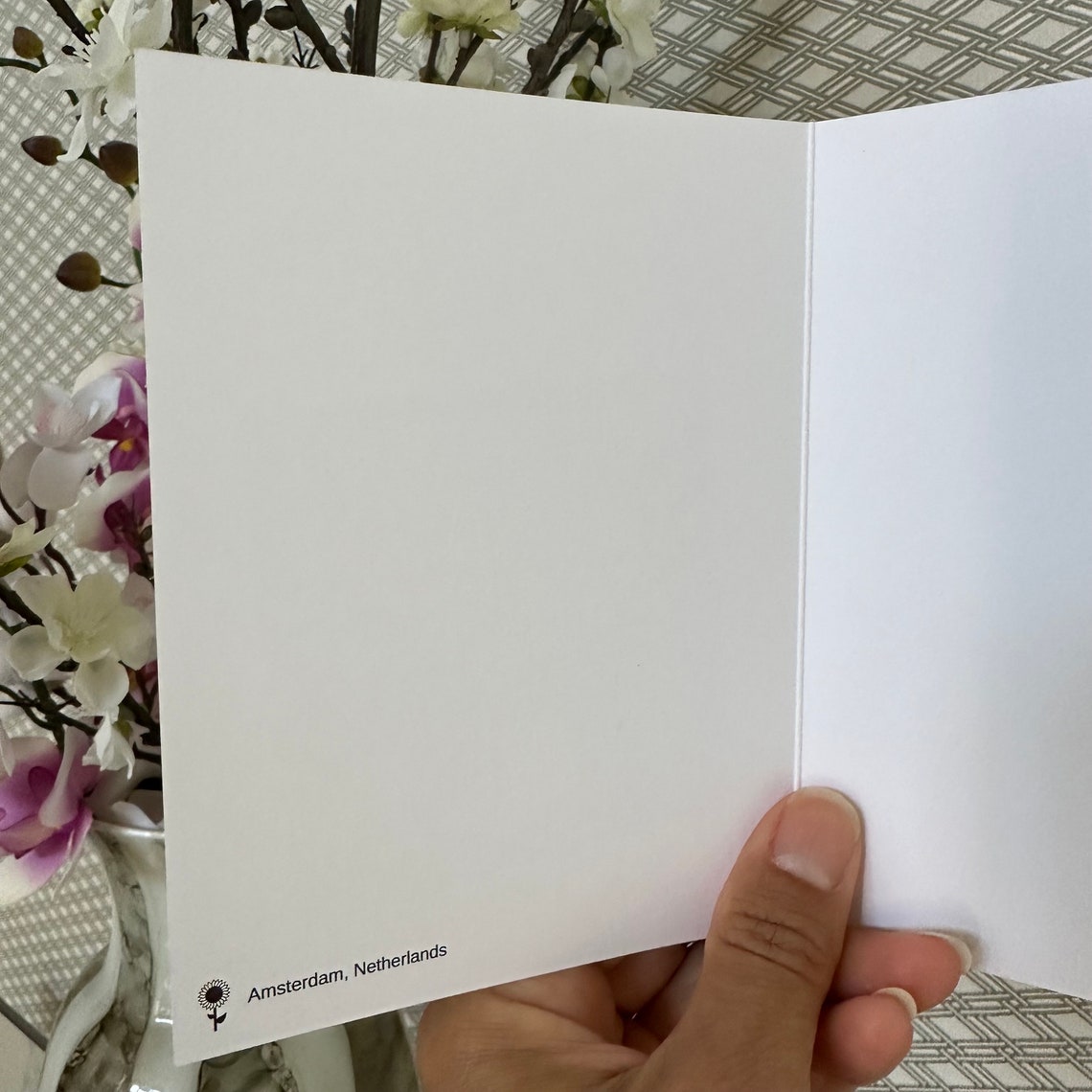 Unique Scenery Thank You Card - Flower Greeting Card - Blank Note Card ...