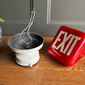 Vintage EXIT Ruby Red Glass Light Shade-double Sided Triangle Ceiling ...