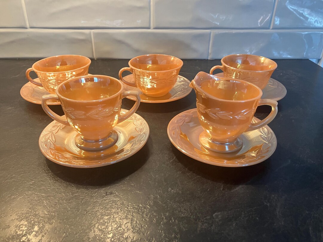 Vintage Fire King Peach Lusterware Teacup Set: 1950s Anchor Hocking - Etsy