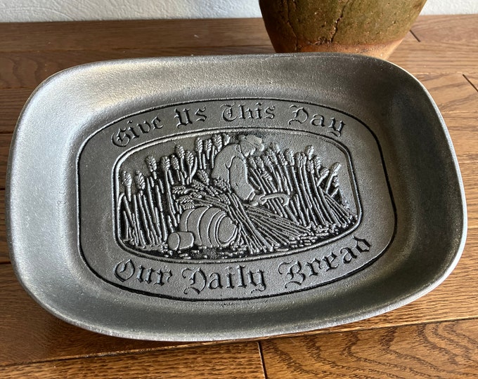 Vintage Pewter Plate "give Us This Day Our Daily Bread" - Etsy