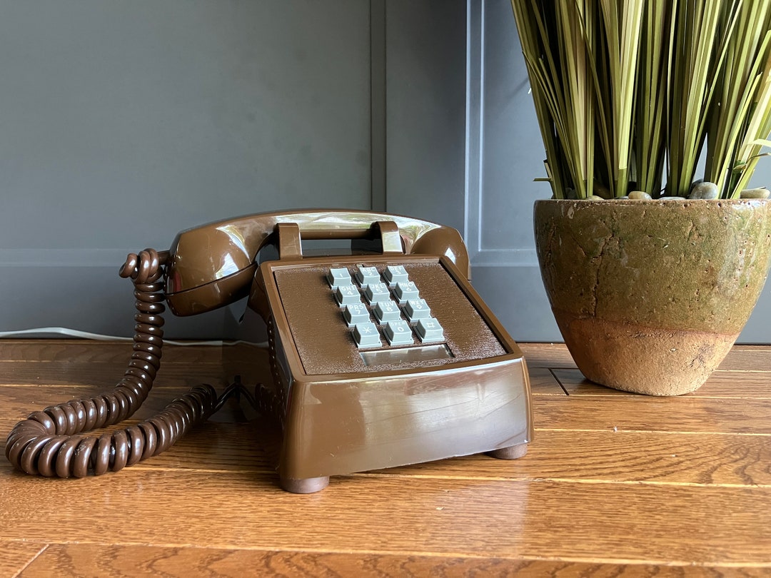 Vintage Telephone- BROWN- Push Tone by ITT - Etsy