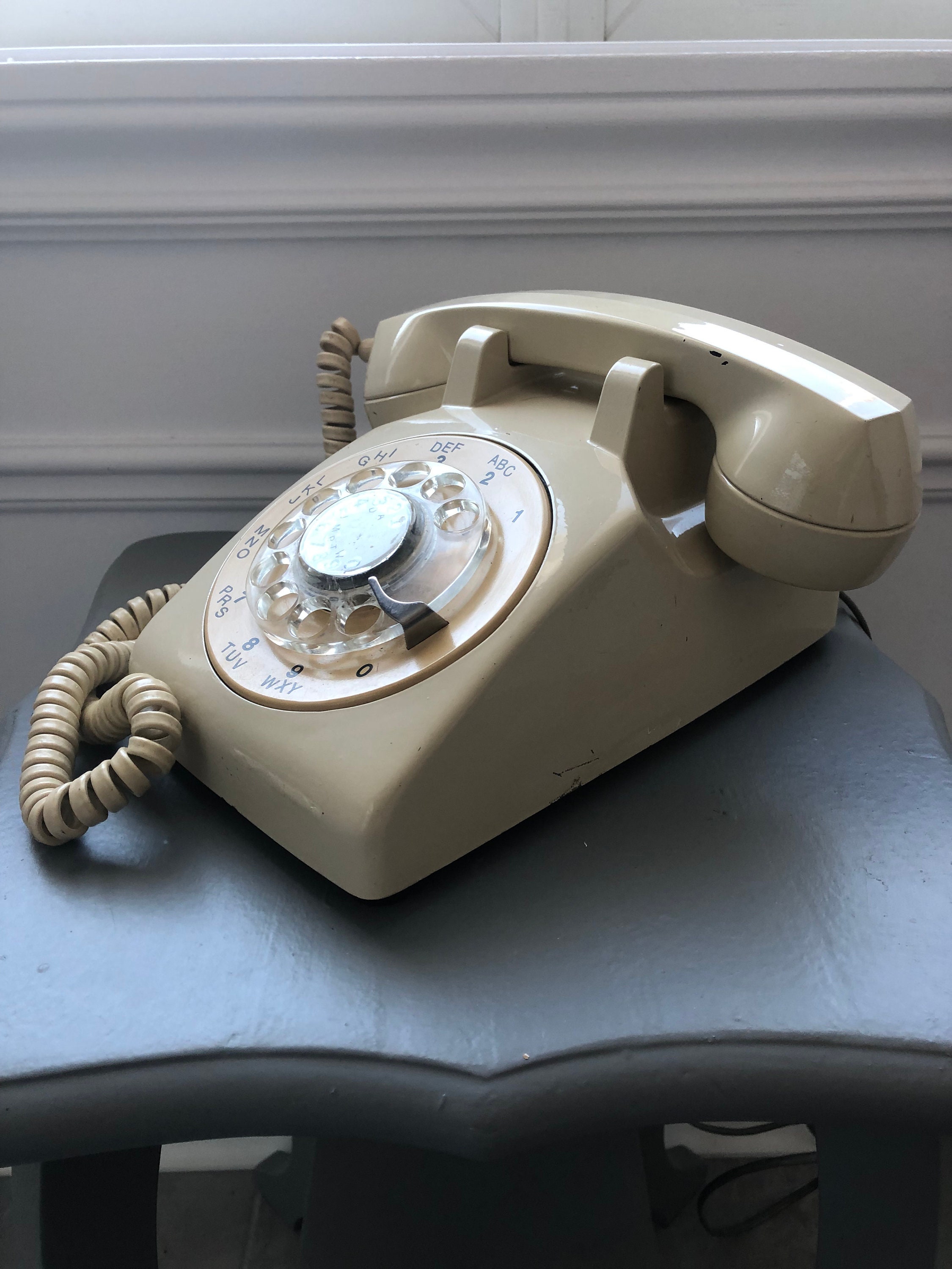 Vintage Beige Rotary Telephone - Etsy