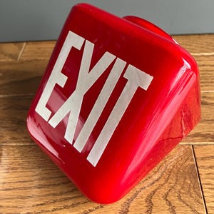 Vintage EXIT Ruby Red Glass Light Shade-double Sided Triangle Ceiling ...