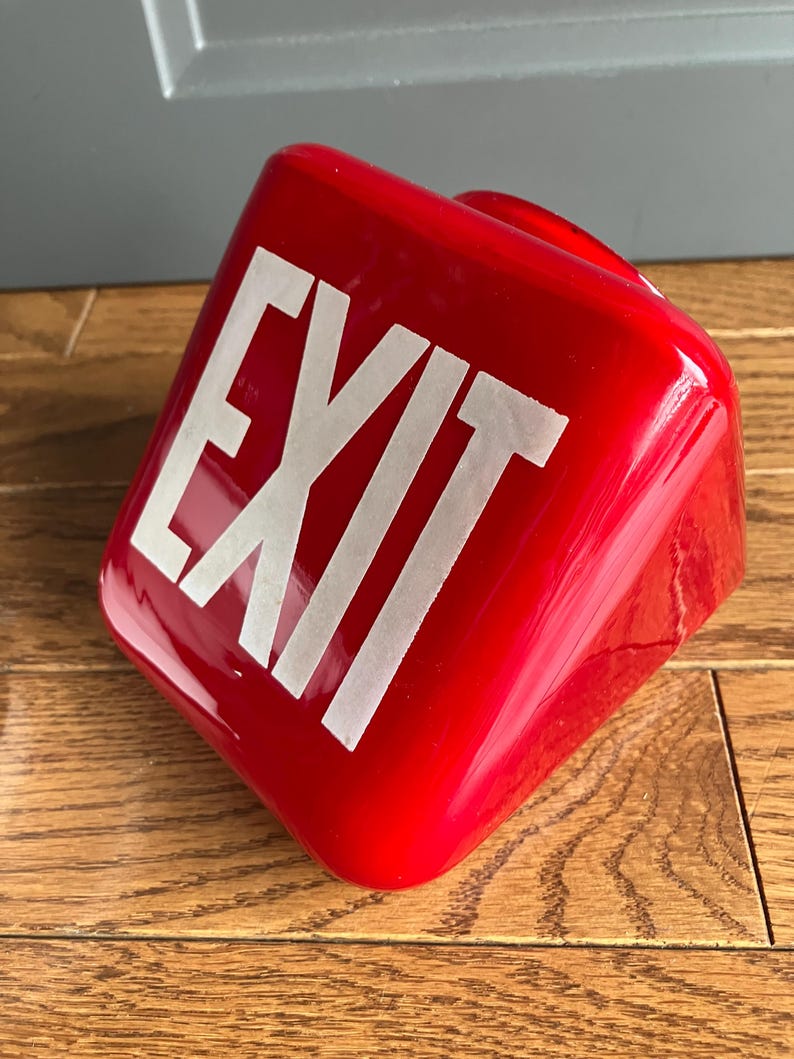 Vintage EXIT Ruby Red Glass Light Shade-double Sided Triangle Ceiling ...