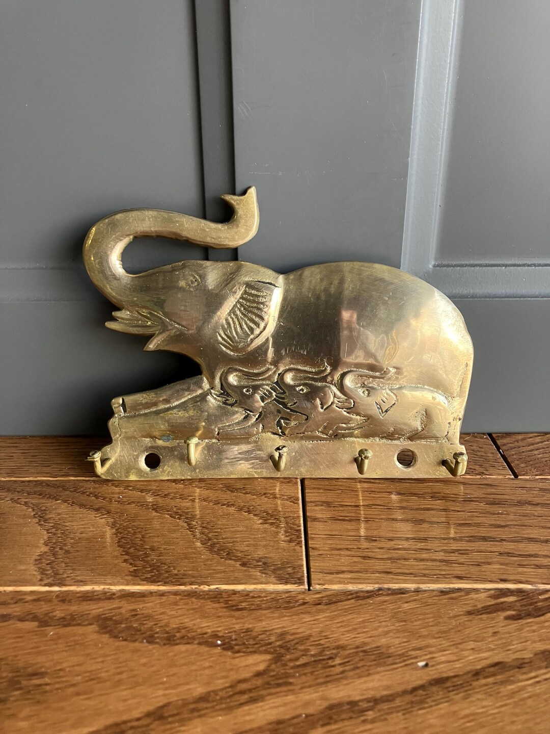 Vintage Brass Elephant Key Holder Hanger Hooks, Vintage Elephant Key ...